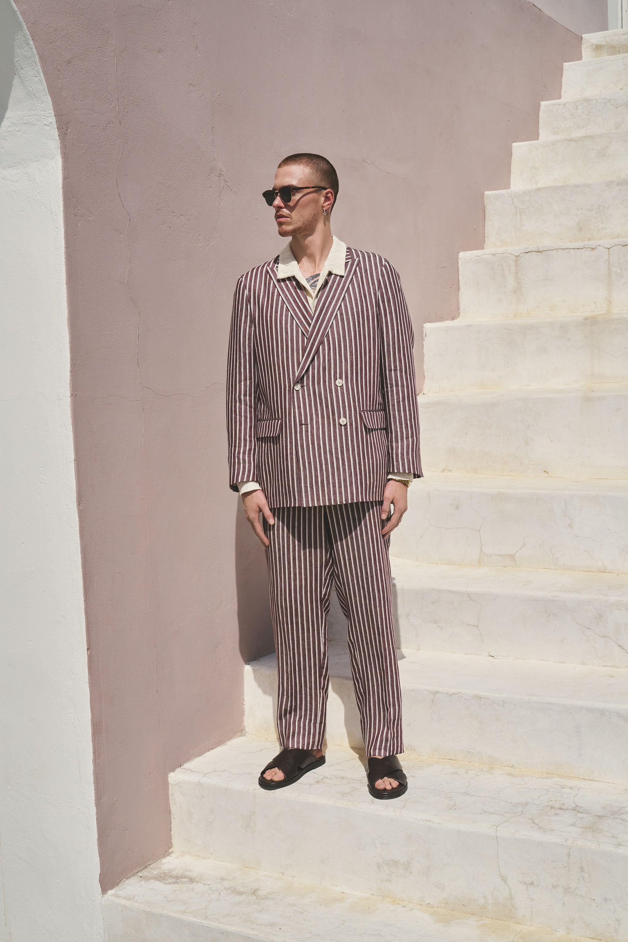 The Freaknd Oversized: Rotweiss gestreifter Oversized Herrenanzug